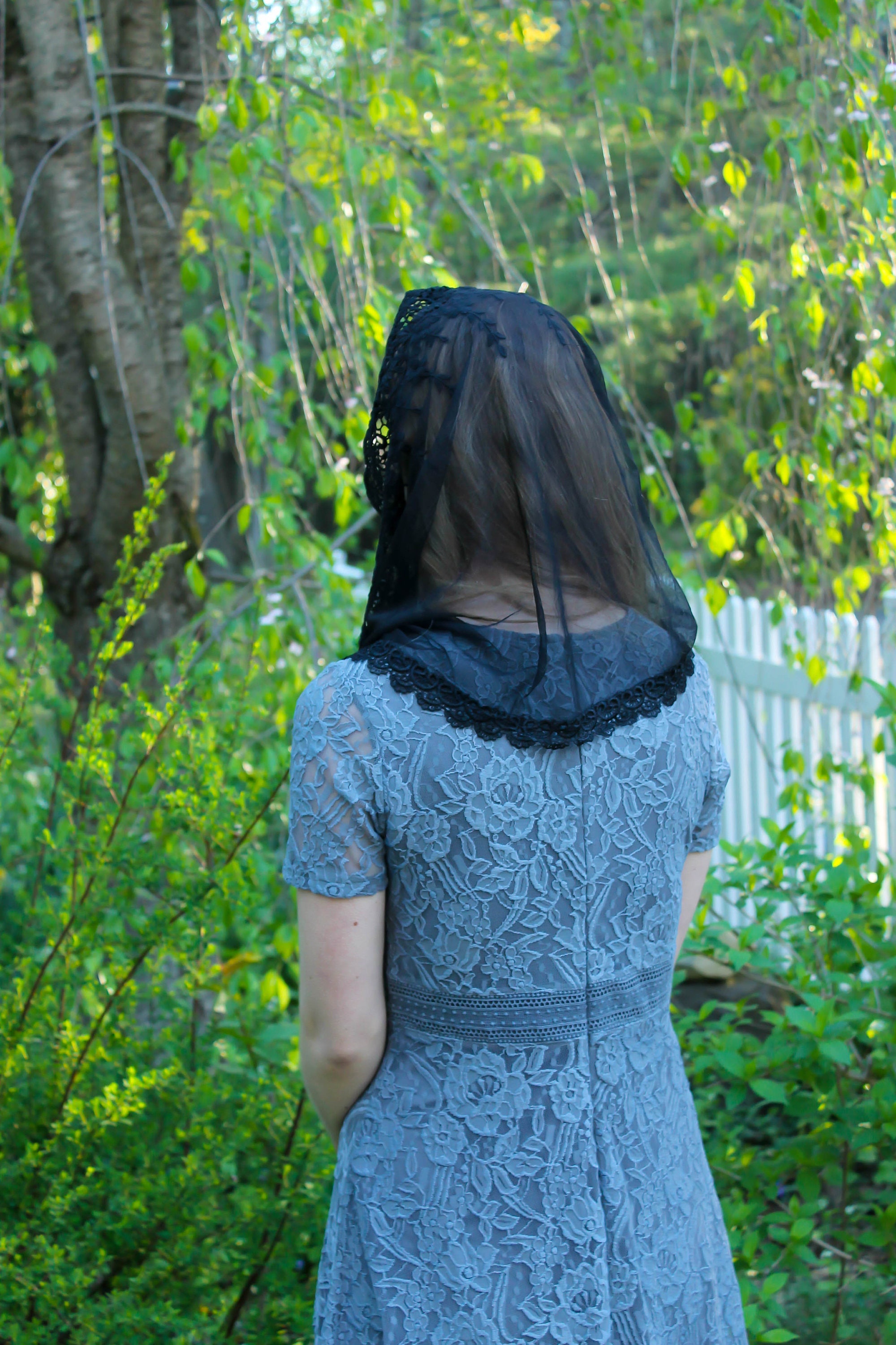 Evintage Veils~Black Lace French Chapel Veil Mantilla Head Covering ...