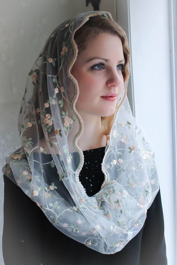 Evintage Veils~ ST Therese Little Flower Soft Ivory or Black ...