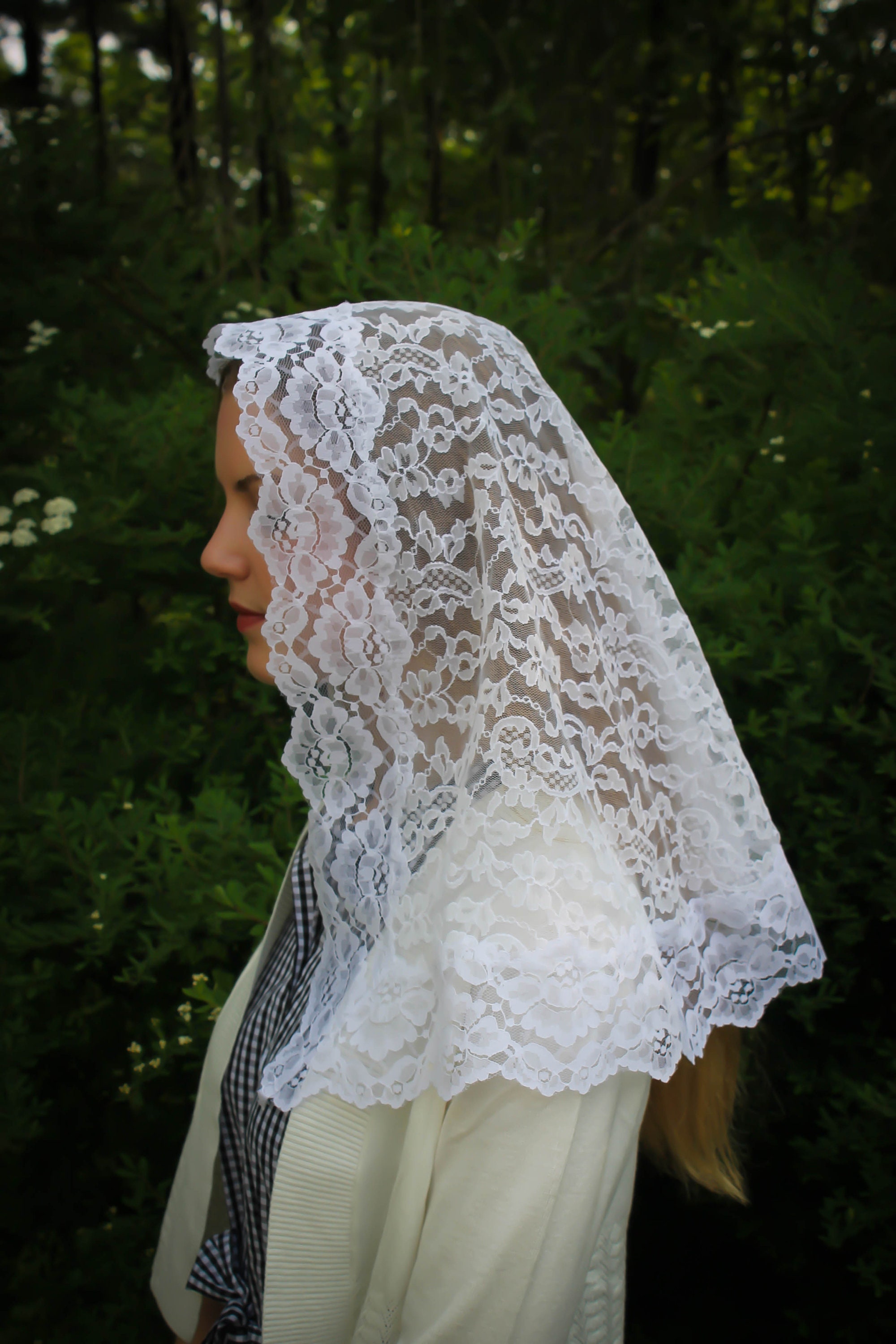 Evintage Veils~ Our Lady of Light Pure White Traditional Catholic ...
