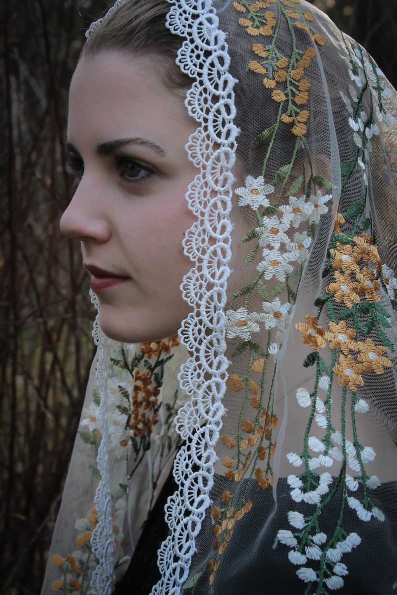 Evintage Veils~ READY TO SHIP Wrap Style Wildflowers Cream White or ...