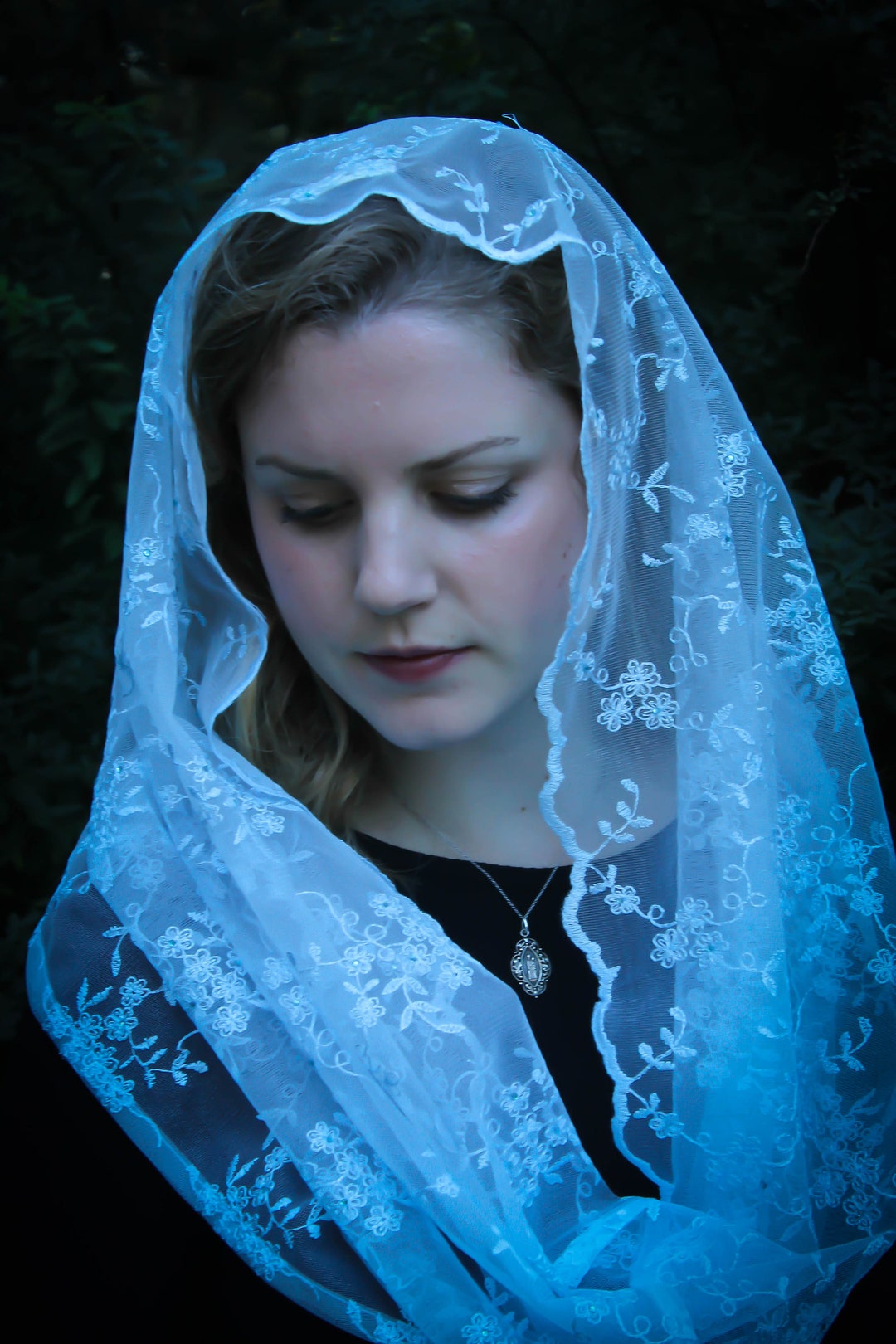 Evintage Veils: READY TO SHIP Lovely Marian Blue Embroidered Lace ...