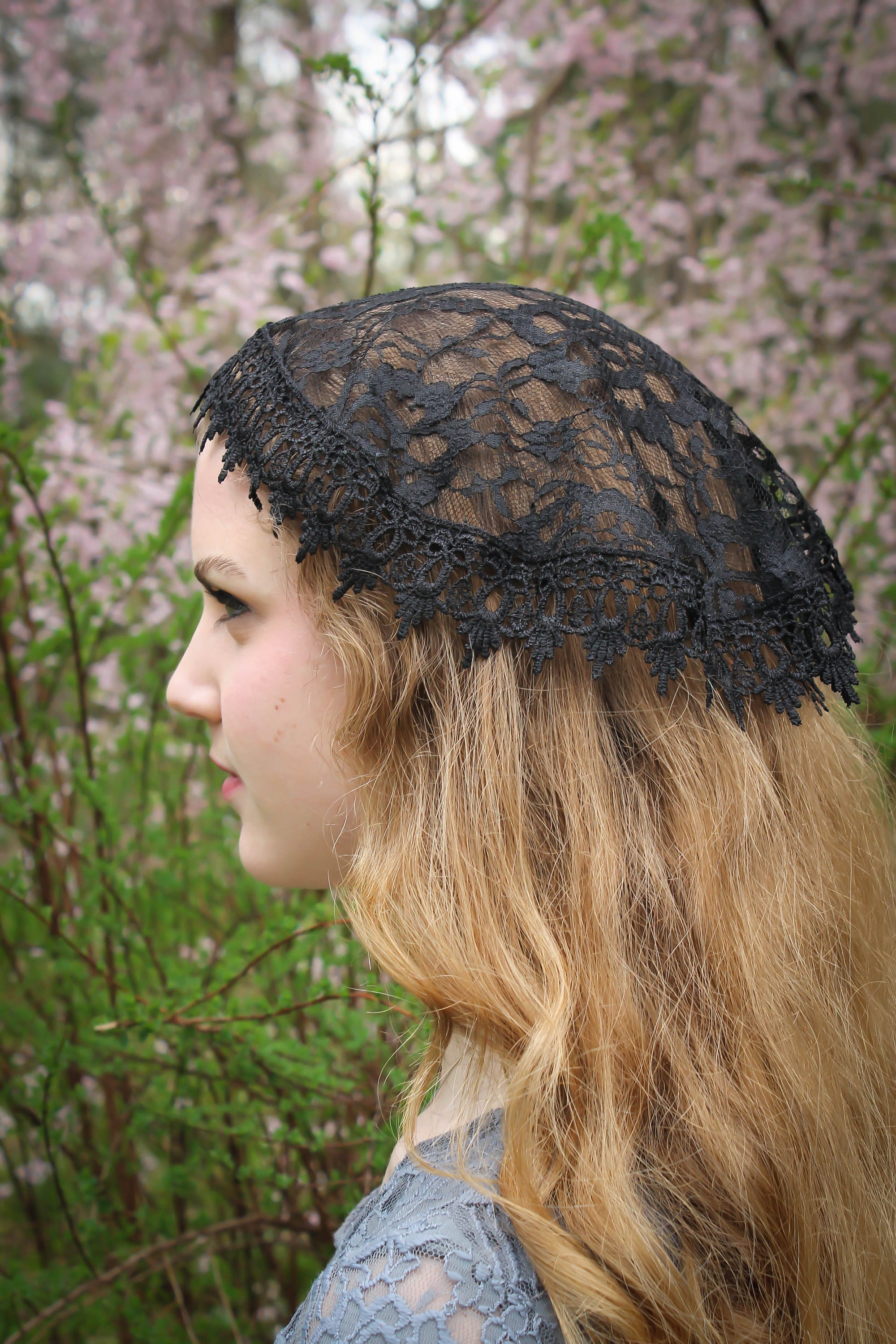 Evintage Veils~ Princess Style Sacre-Coeur Traditional Catholic Black ...