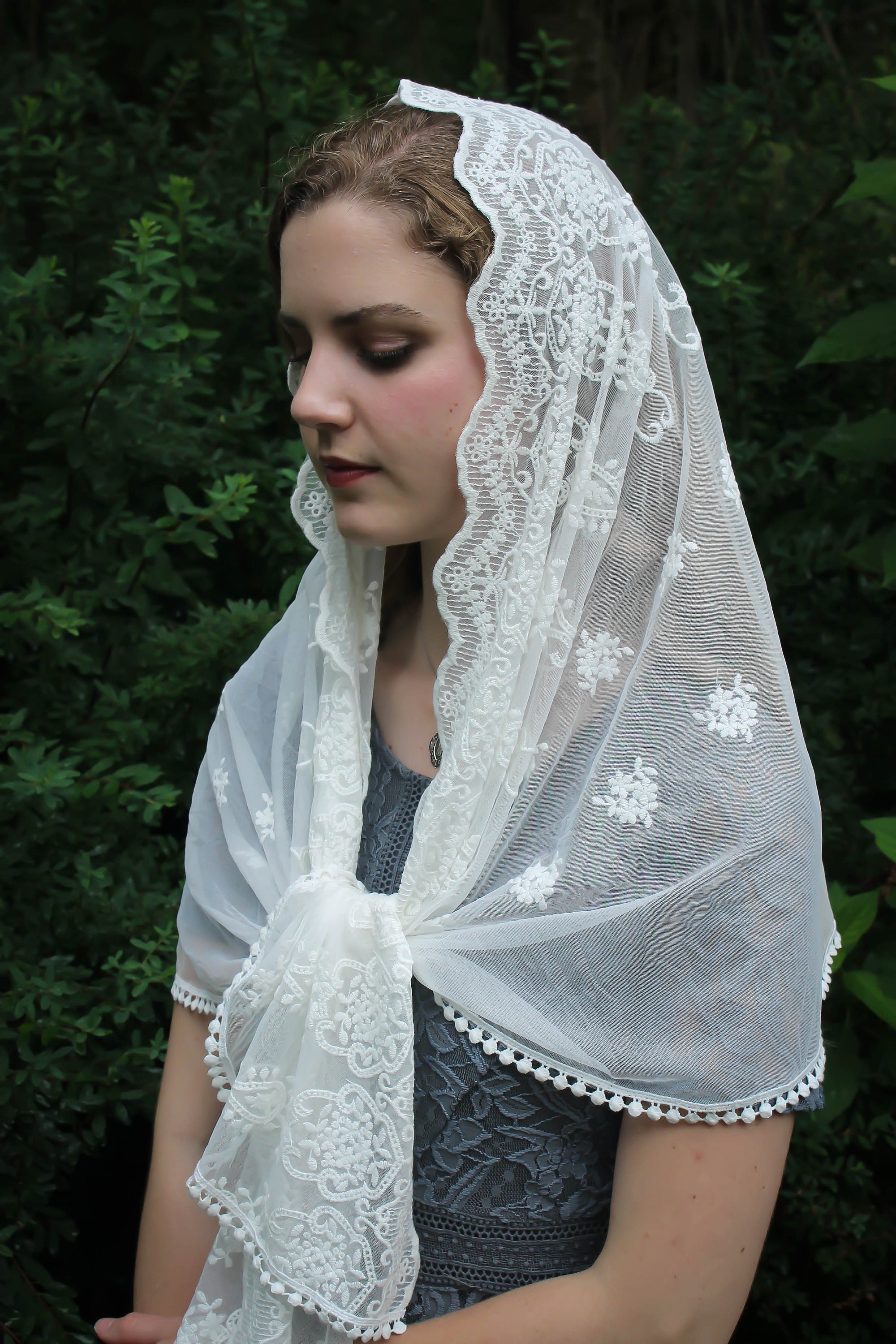 Evintage Veils~ Our Lady of Angels** Vintage Inspired Lace Chapel Veil ...