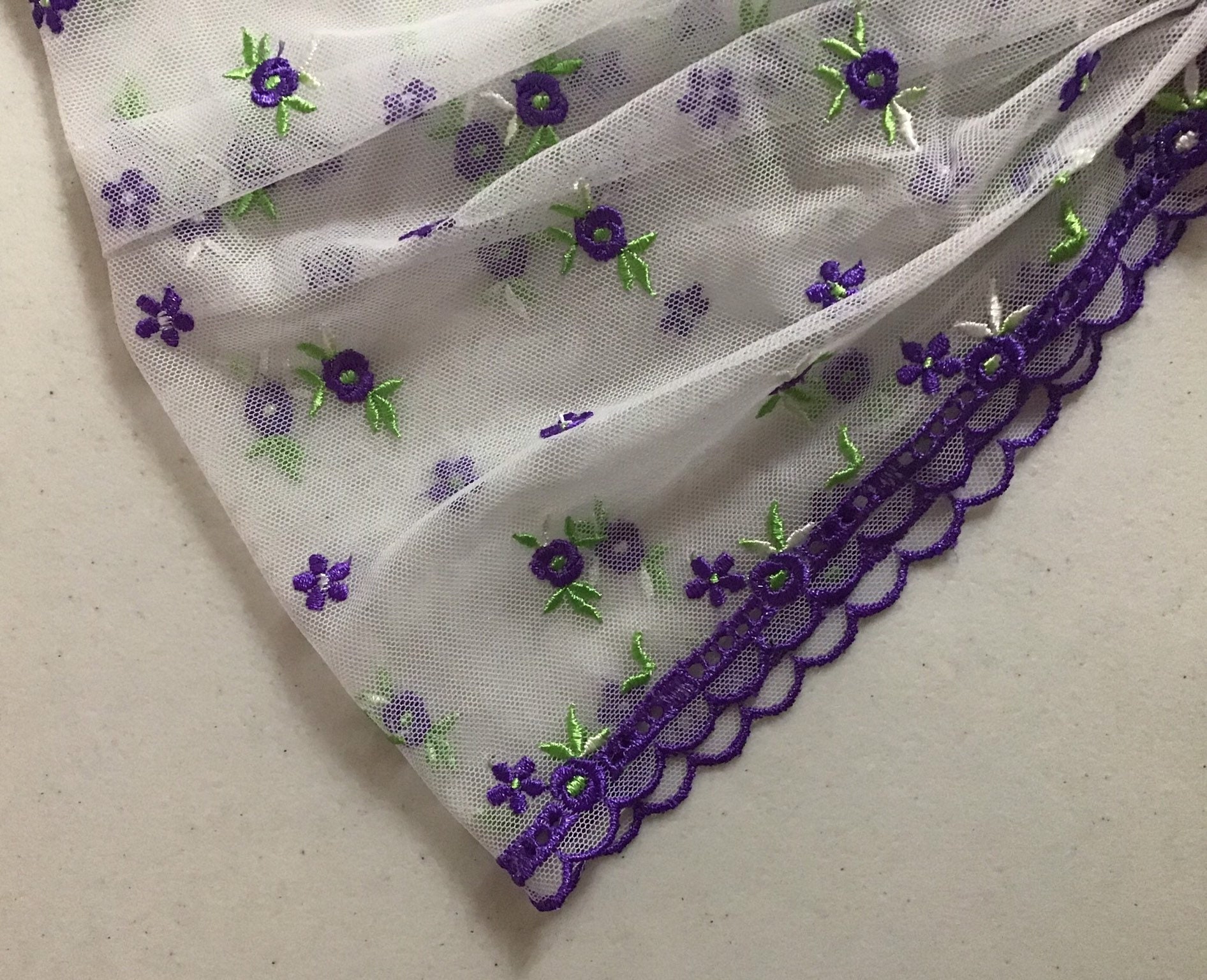 Evintage Veils~ So Soft Headwrap Embroidered Lent Little Flower on ...