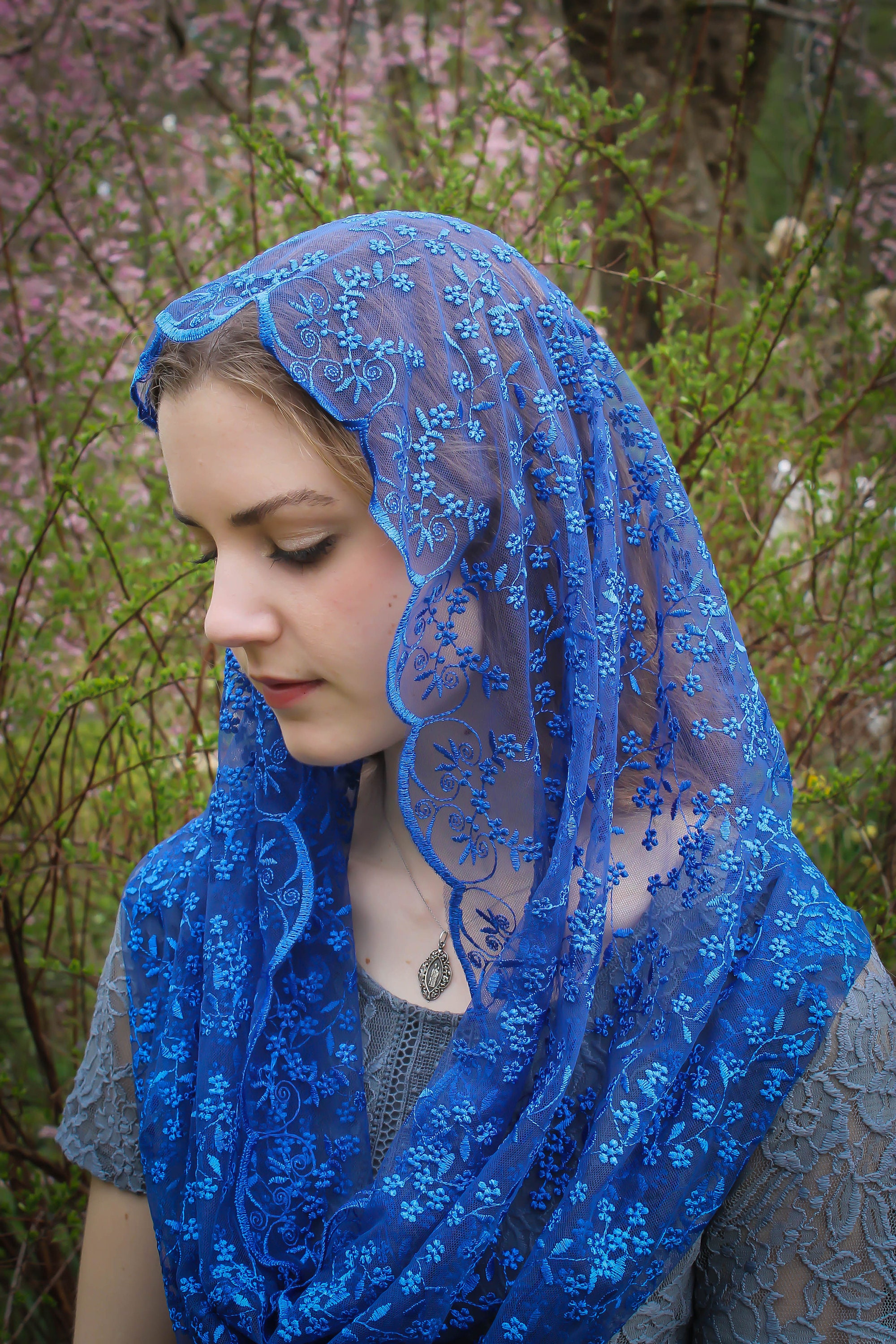 Evintage Veils~ READY TO SHIP Queen of Peace Soft Royal Blue 3 More ...