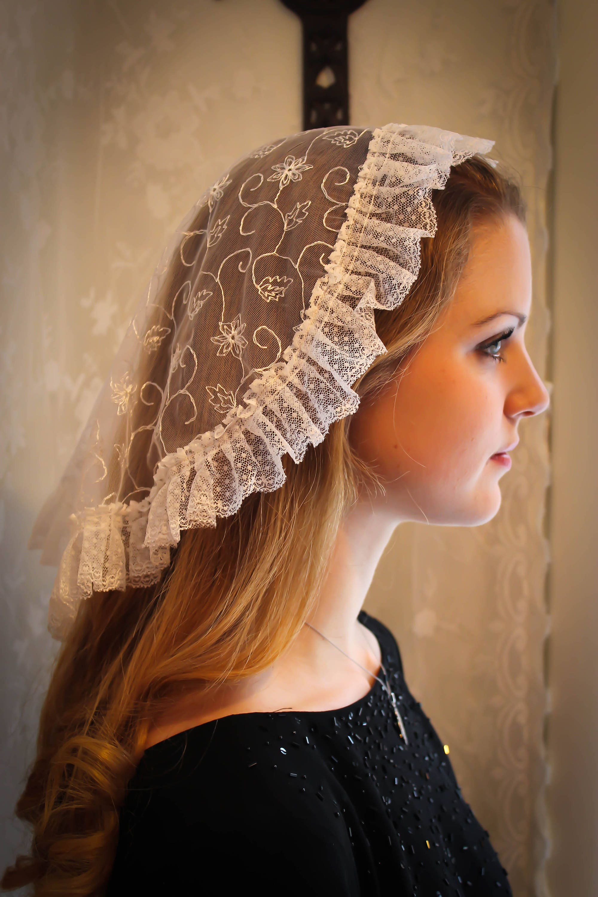 Evintage Veils~ Princess Style Sacre-Coeur Traditional Catholic White ...