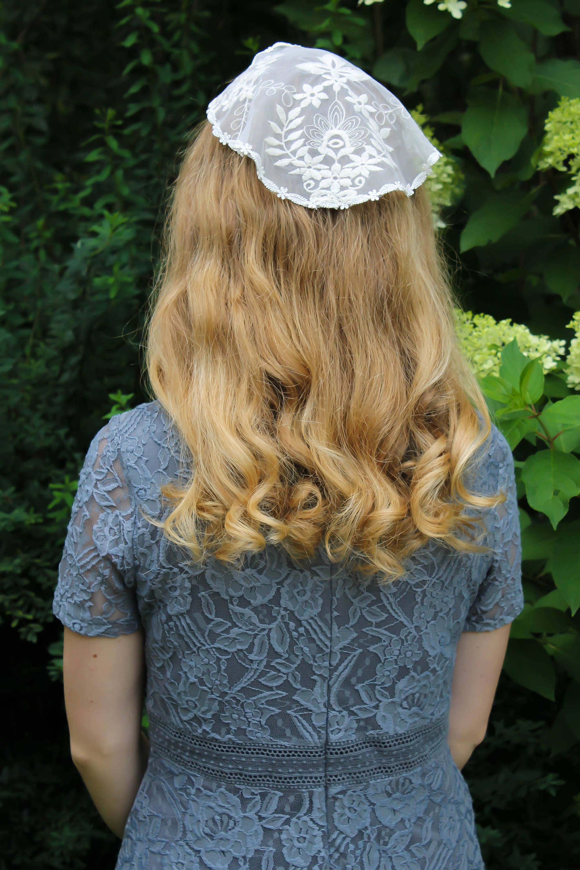 Evintage Veils~ Our Lady of Fatima Ivory Lace Chapel Cap