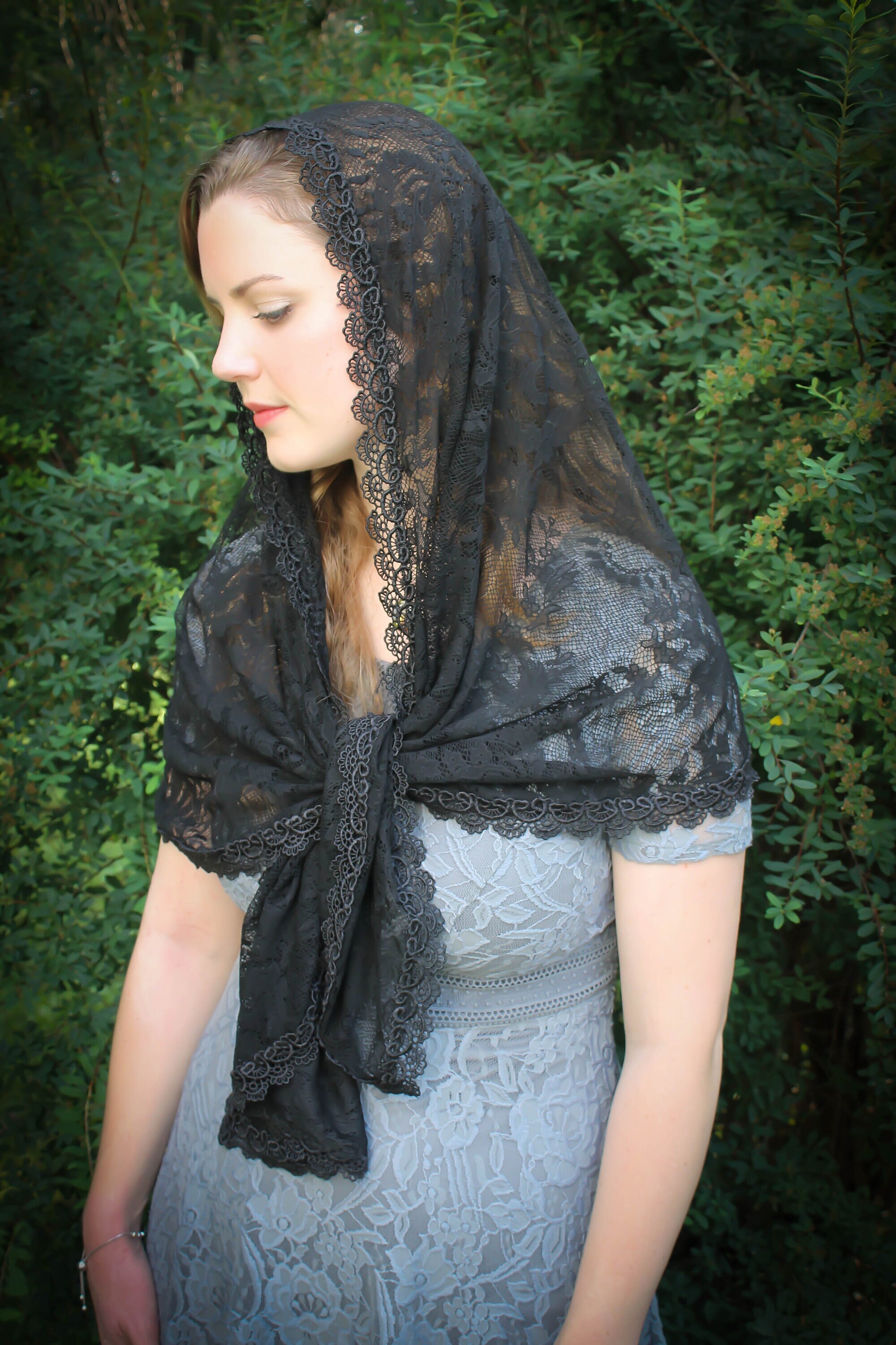 Evintage Veils~ St Michael the Archangel ** Black Vintage Inspired Lace ...
