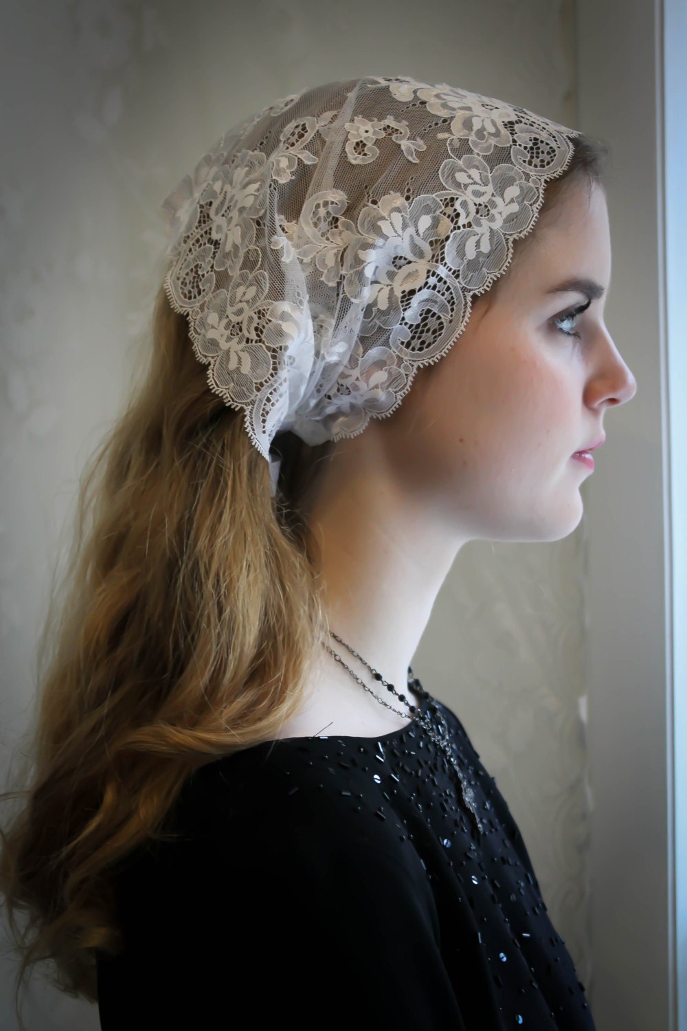 Evintage Veils~ So Soft Headwrap Embroidered Chantilly Lace Headband ...
