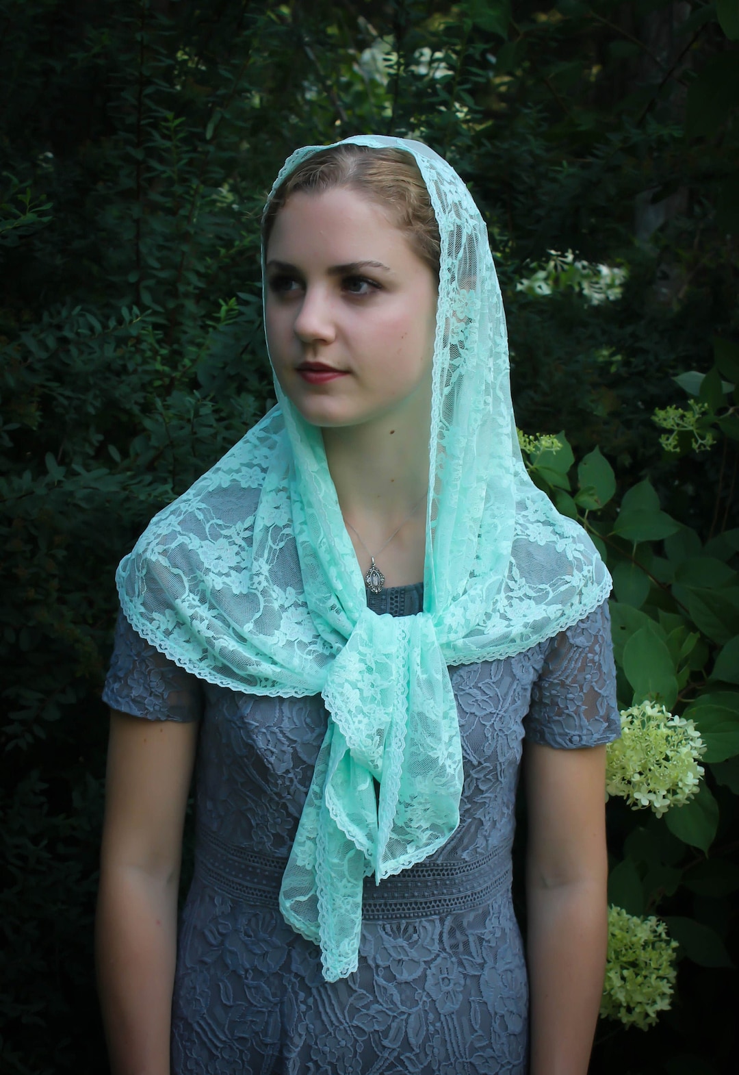 Evintage Veils~ Our Lady of the Rosary "joyful Mysteries" Mint Green ...