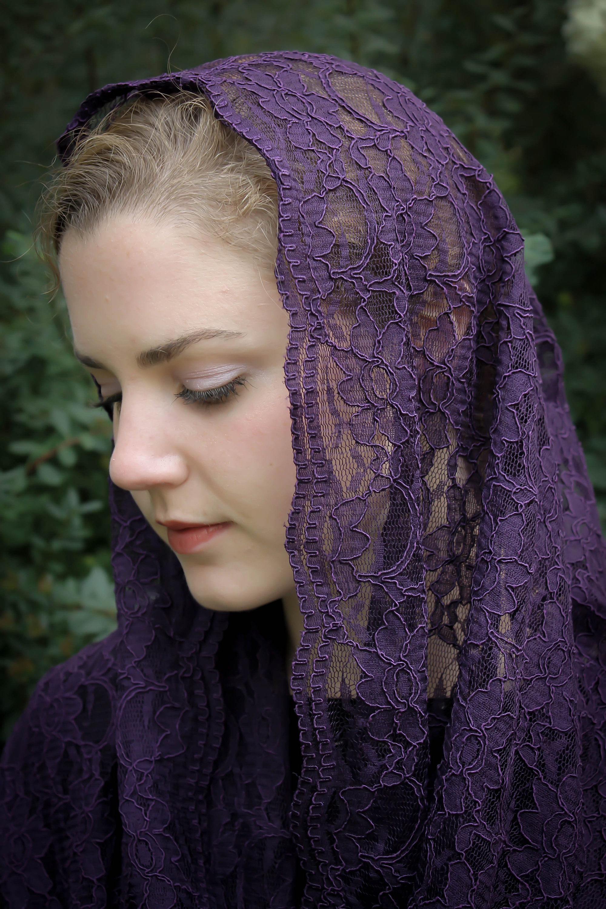 Evintage Veils~ Regina Caeli Advent or Lent Rich Purple Embroidered ...