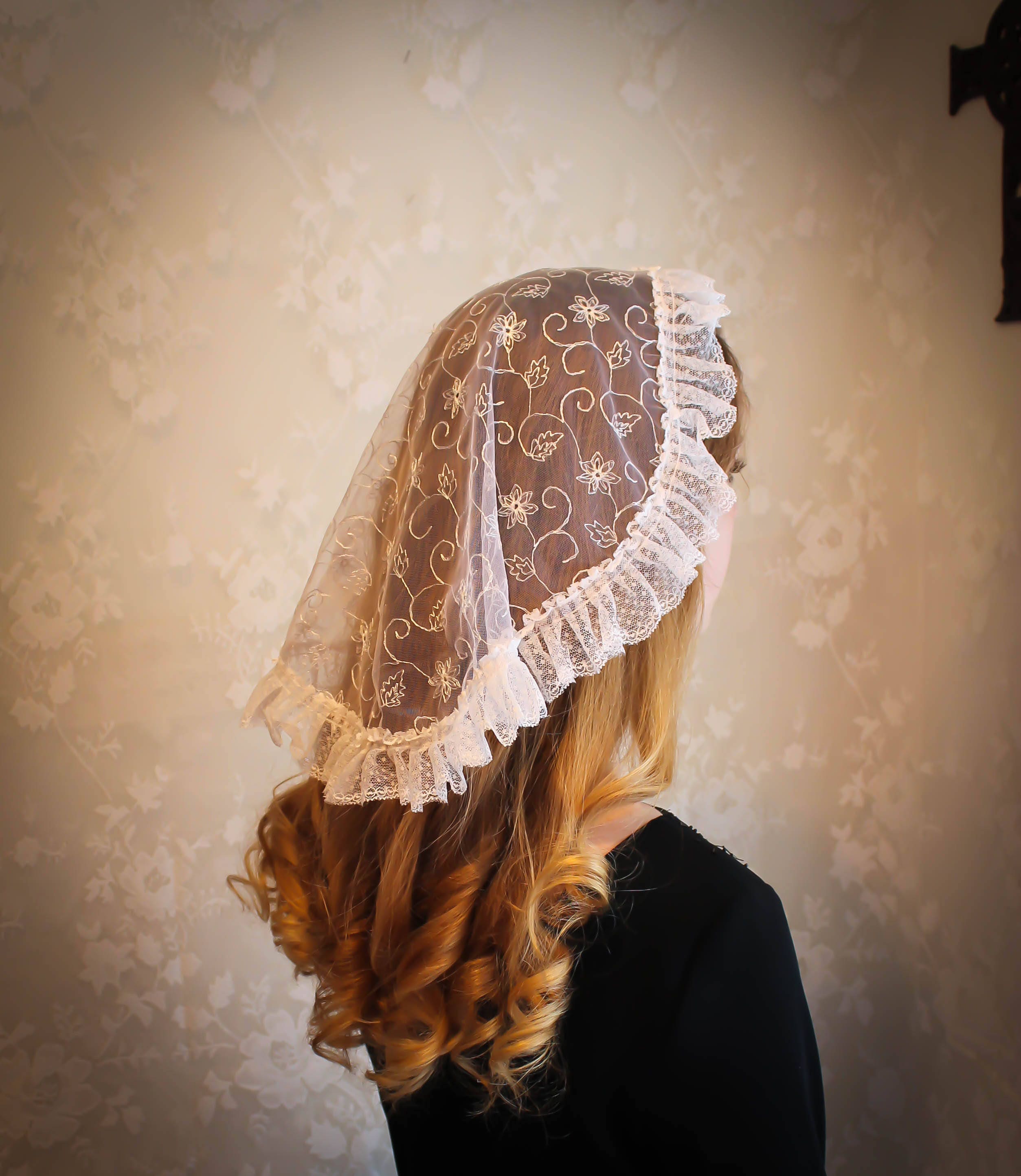 Evintage Veils~ Princess Style Sacre-Coeur Traditional Catholic White ...