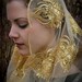 Evintage Veils~ Queen of Peace White/silver OR Gold on Champagne Sequin ...