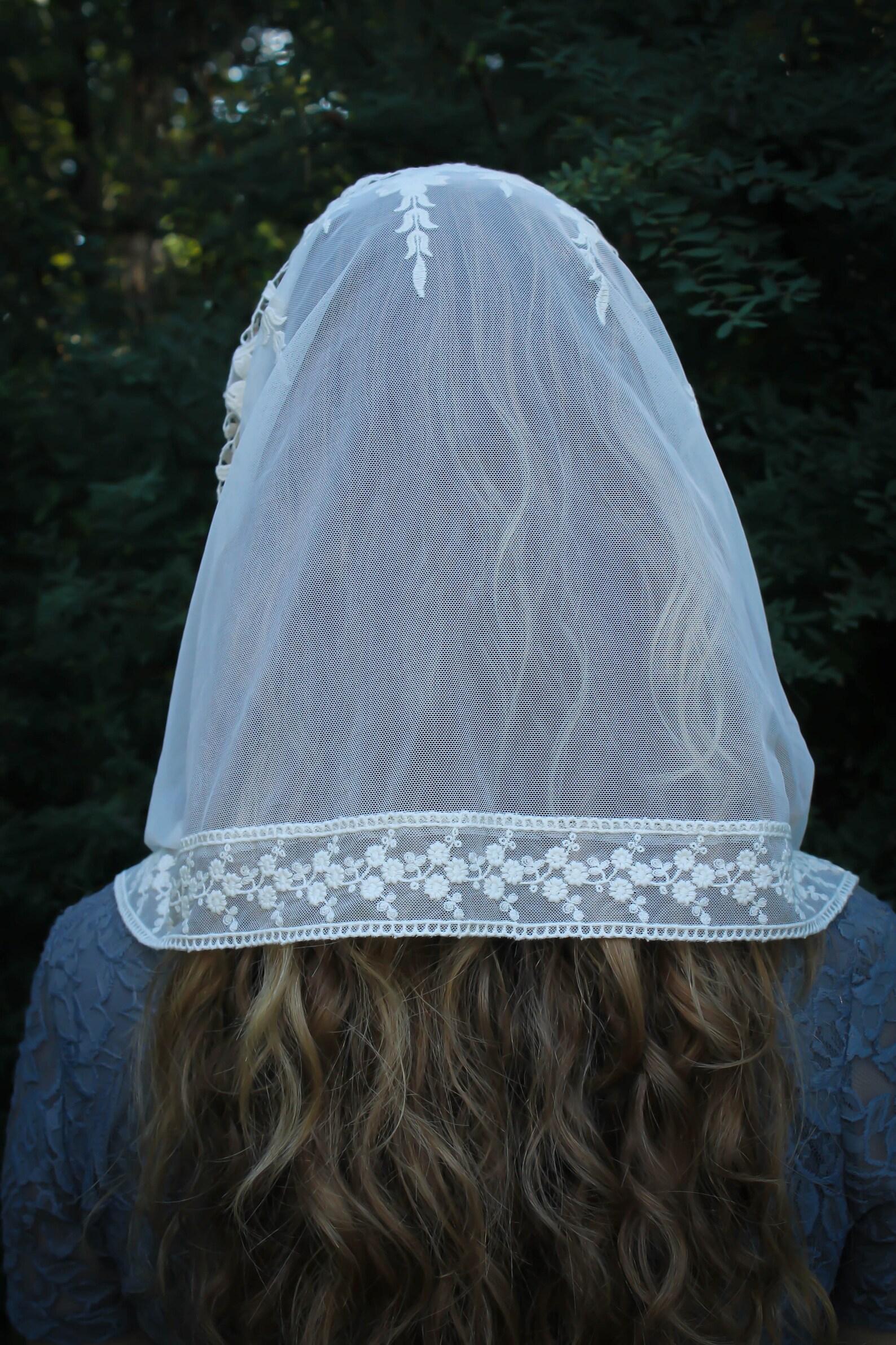Evintage Veils Traditional Soft Lace French Chapel Veil - Etsy