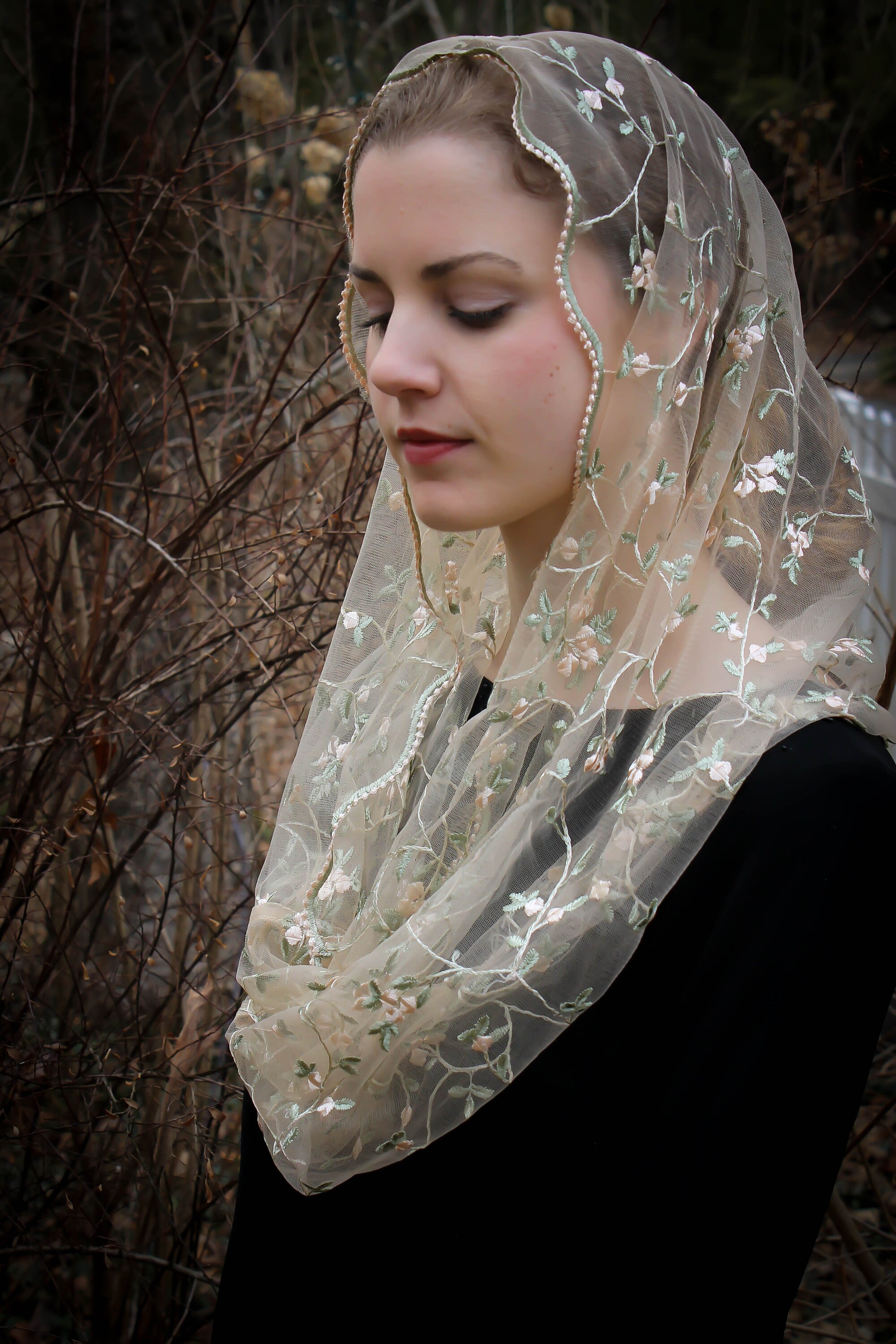 Evintage Veils~ St. Therese Little Flower Lt. Ivory FIVE Colors ...