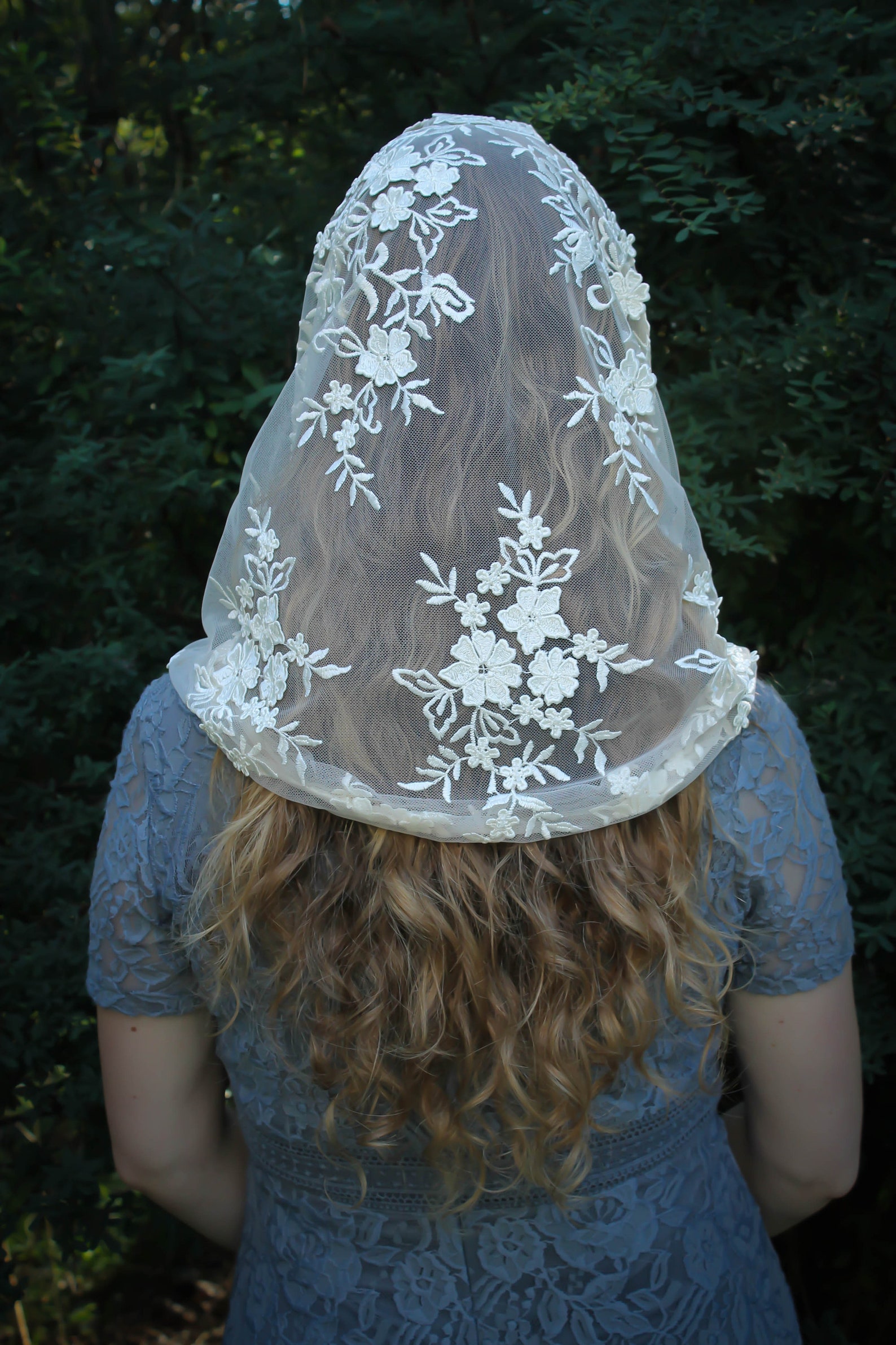 Evintage Veils~ READY TO SHIP Salve Regina Lovely Ivory Embroidered ...