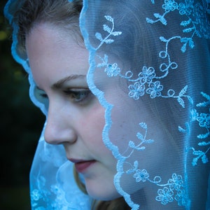 Evintage Veils: READY TO SHIP Lovely Marian Blue Embroidered Lace ...