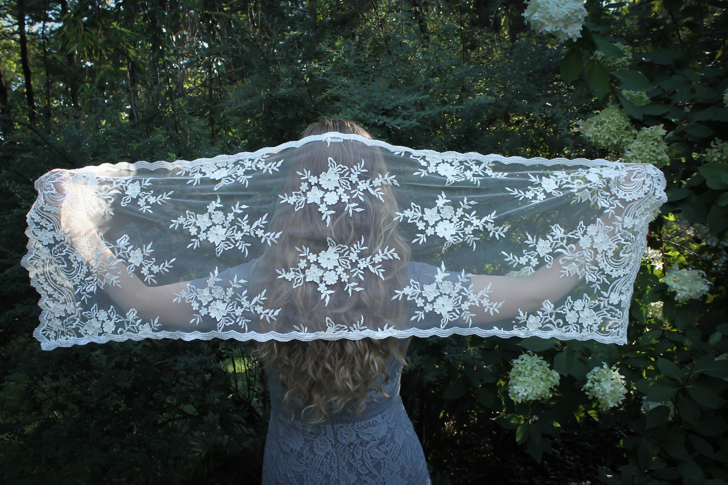 Evintage Veils~ READY TO SHIP Salve Regina Lovely Ivory Embroidered ...