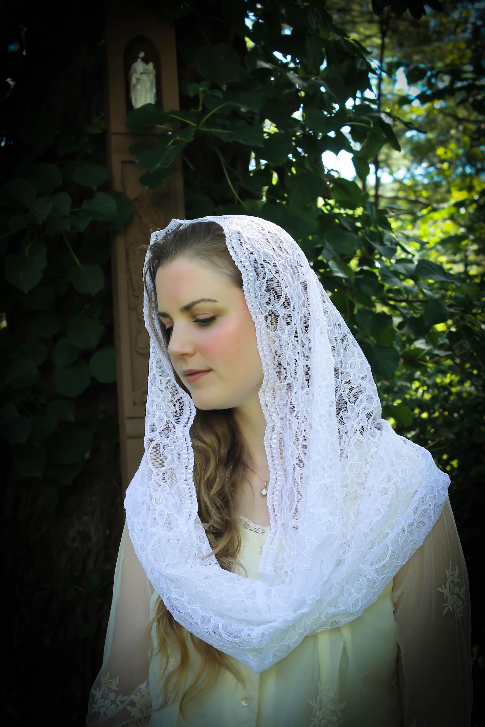 Evintage Veils~ READY TO SHIP Pure White Regina Caeli Embroidered Lace ...