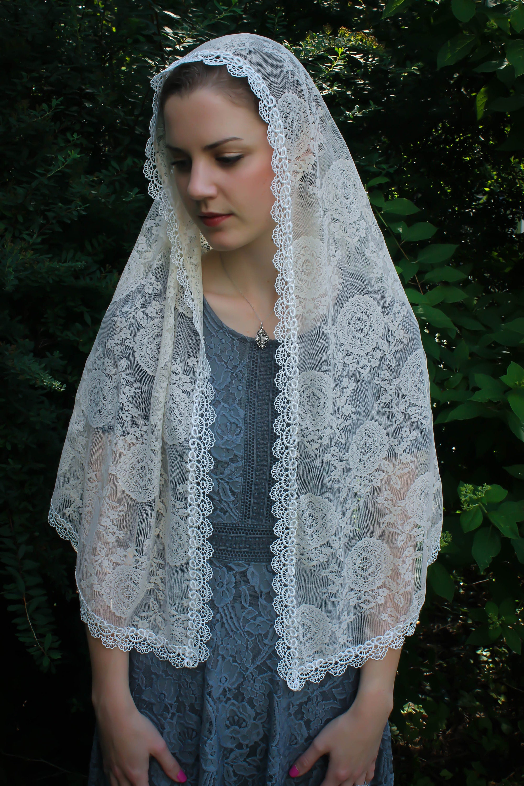 Evintage Veils~ READY TO SHIP Our Lady of the Fields Misty Beige Chapel ...