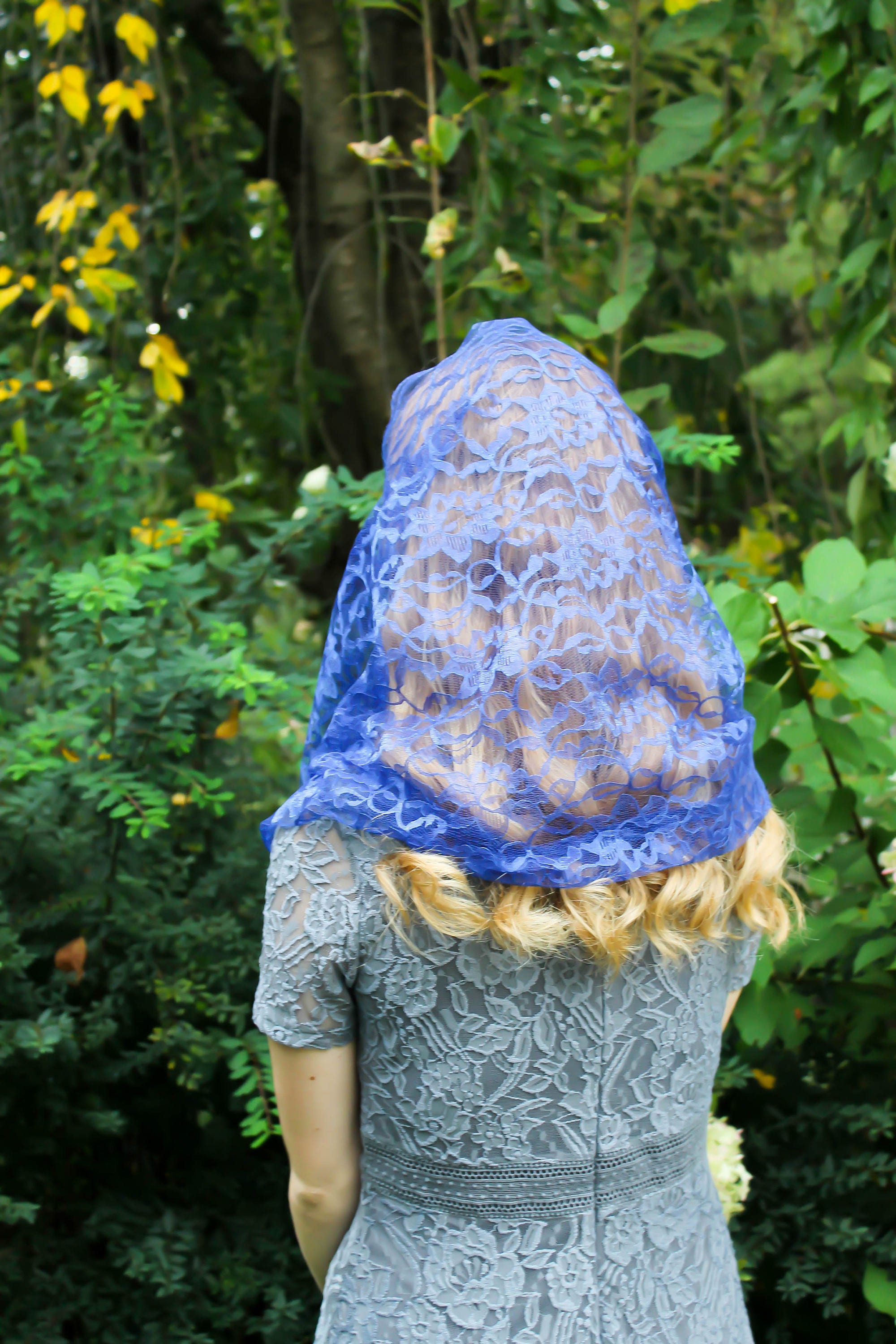 Evintage Veils: READY TO SHIP Marian Blue Soft Lace Infinity Chapel ...