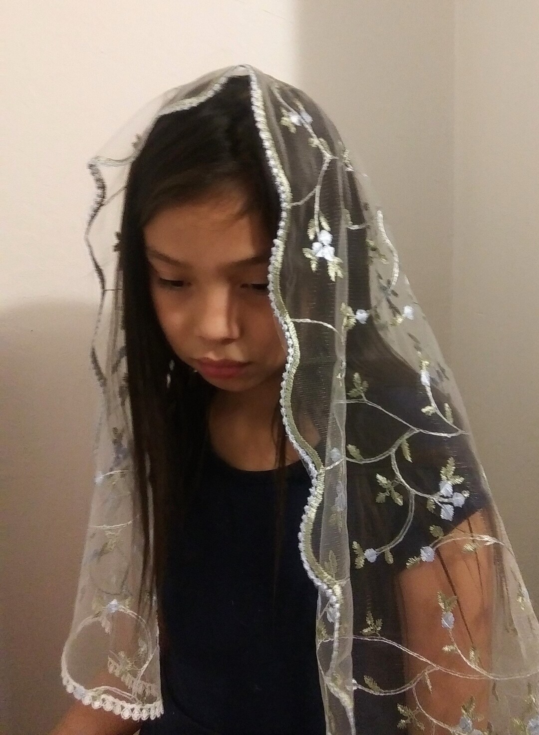 Evintage Veils Child's Traditional Veil ST Therese Little Flower Marian ...