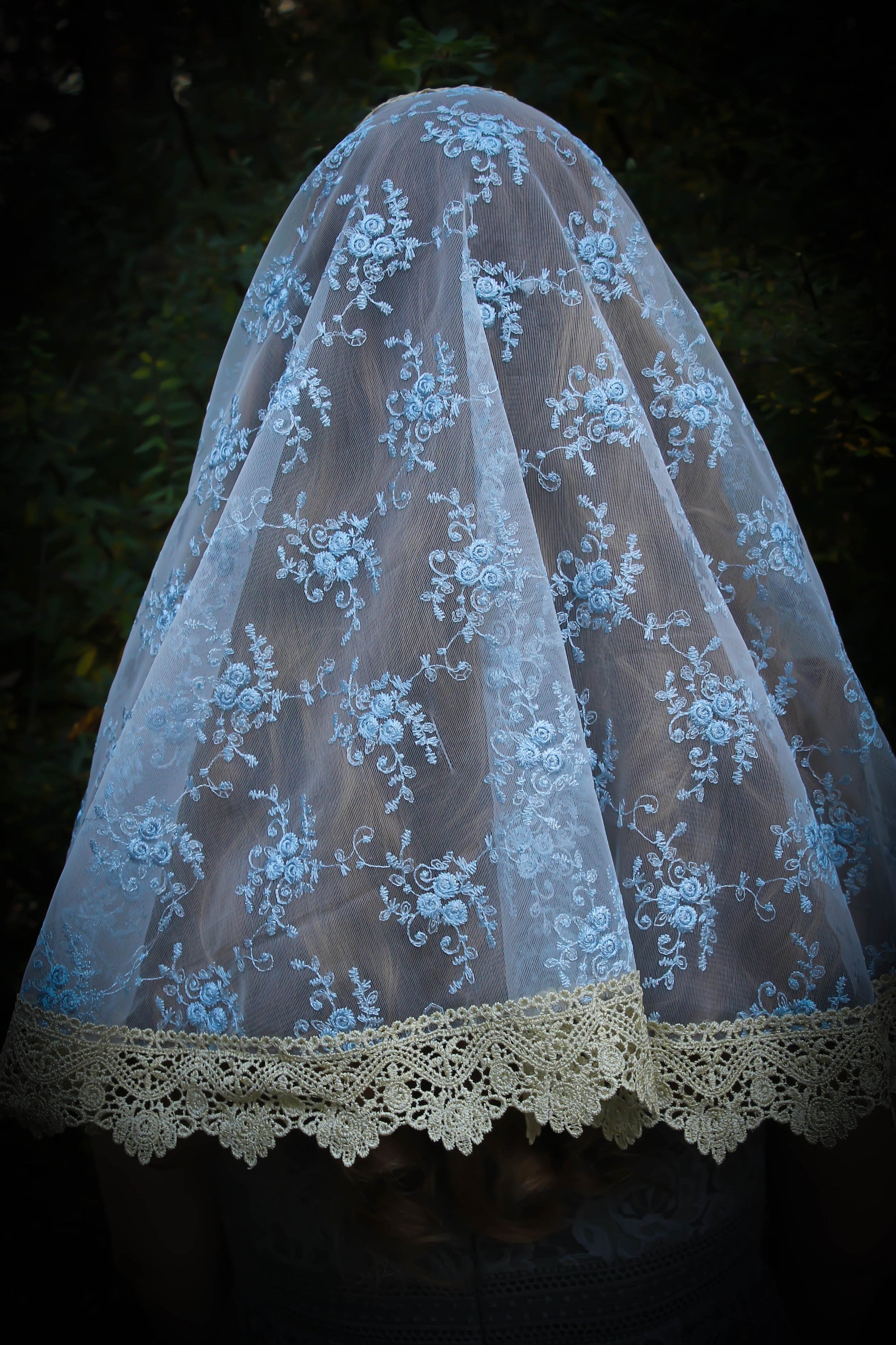 Evintage Veils~ Our Lady of the Rosary Joyful Mysteries Marian Blue ...