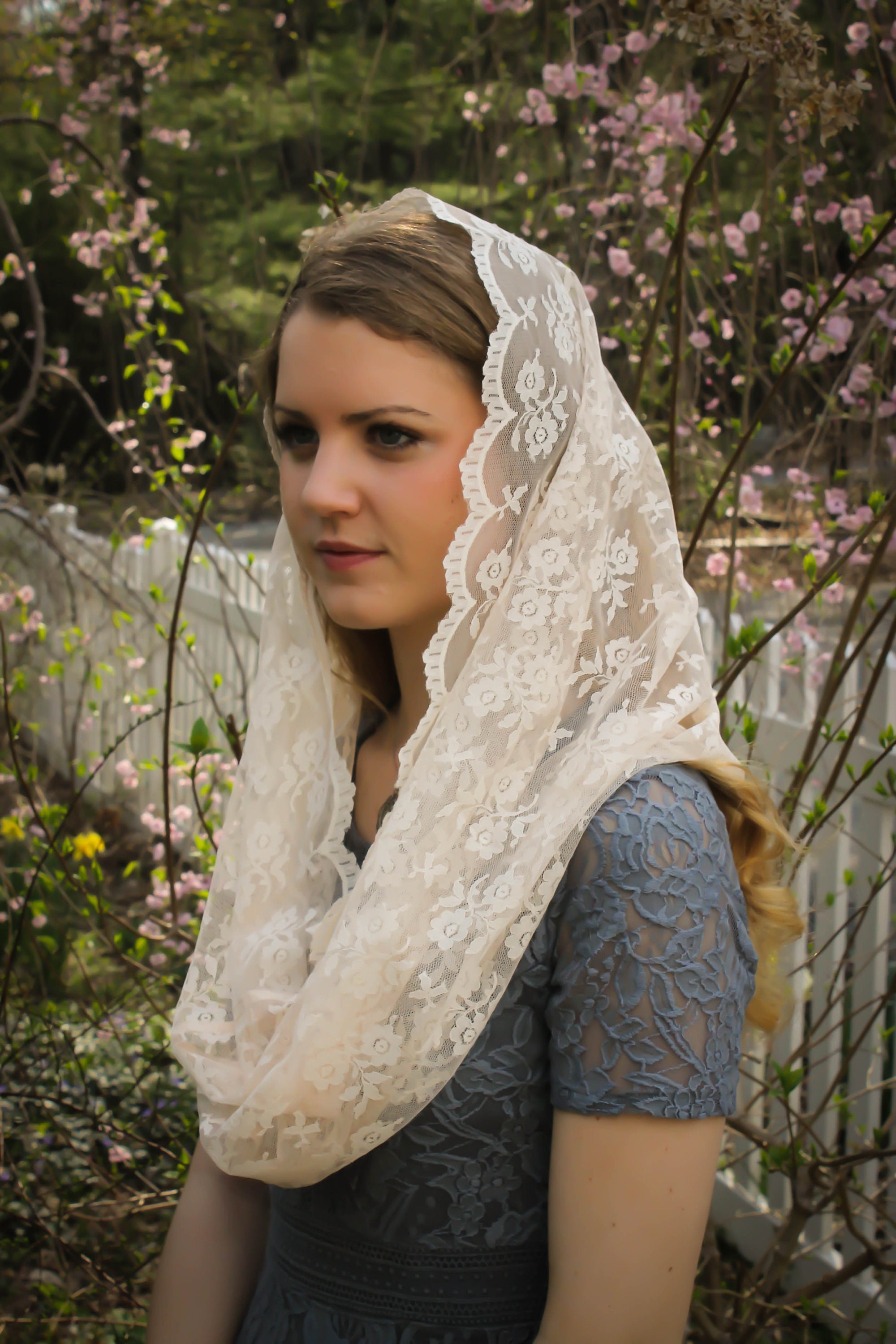 Evintage Veils: Ready to Ship Light Peach Blush Lace Vintage inspired ...
