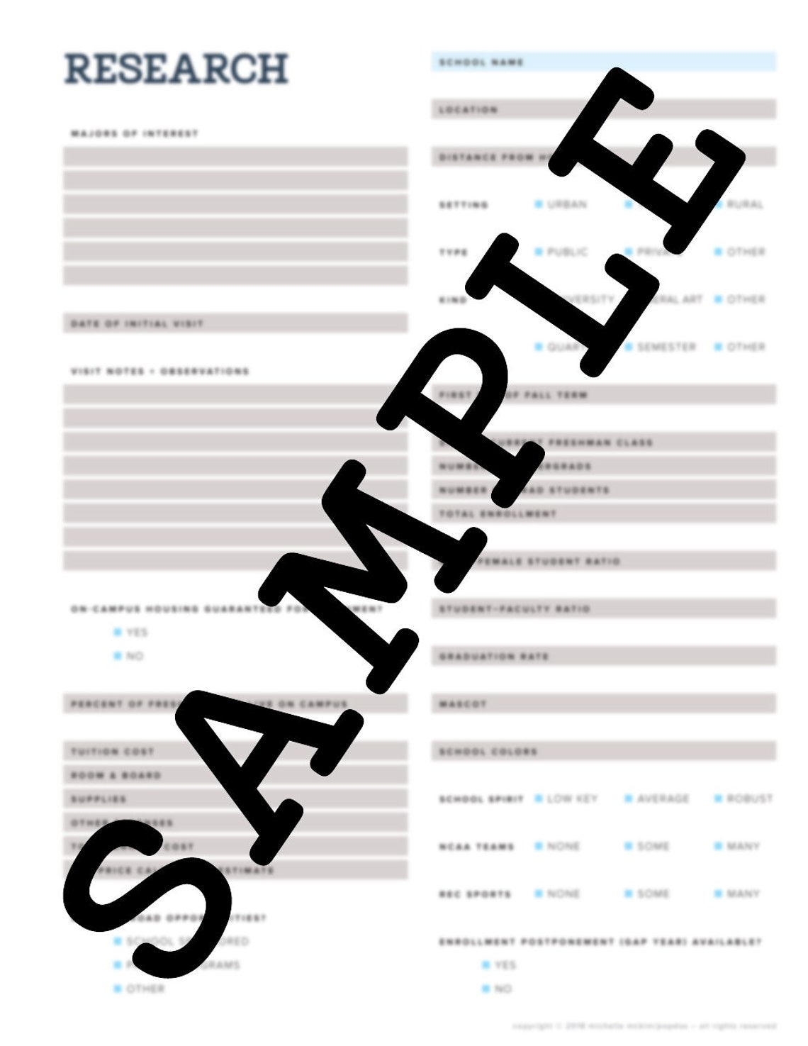 Printable College Application Organizer — Research, Plan, Apply ...