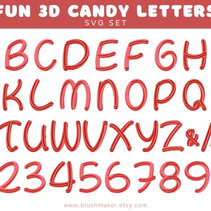 3D Candy Two Tone Stripes Fun Cartoon Alphabet Set PNG & SVG - Etsy
