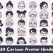 30 Cartoon Avatar Heads Vector Set - Etsy