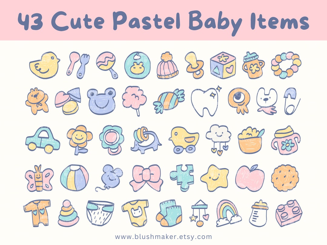 43 Cute Pastel Baby Child Items Stuff Things Set - Etsy