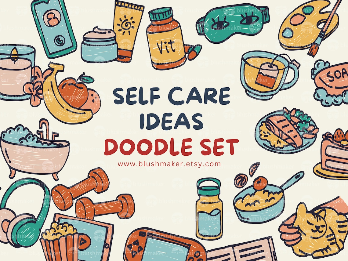 20 Self Care Ideas Doodle Set - Etsy