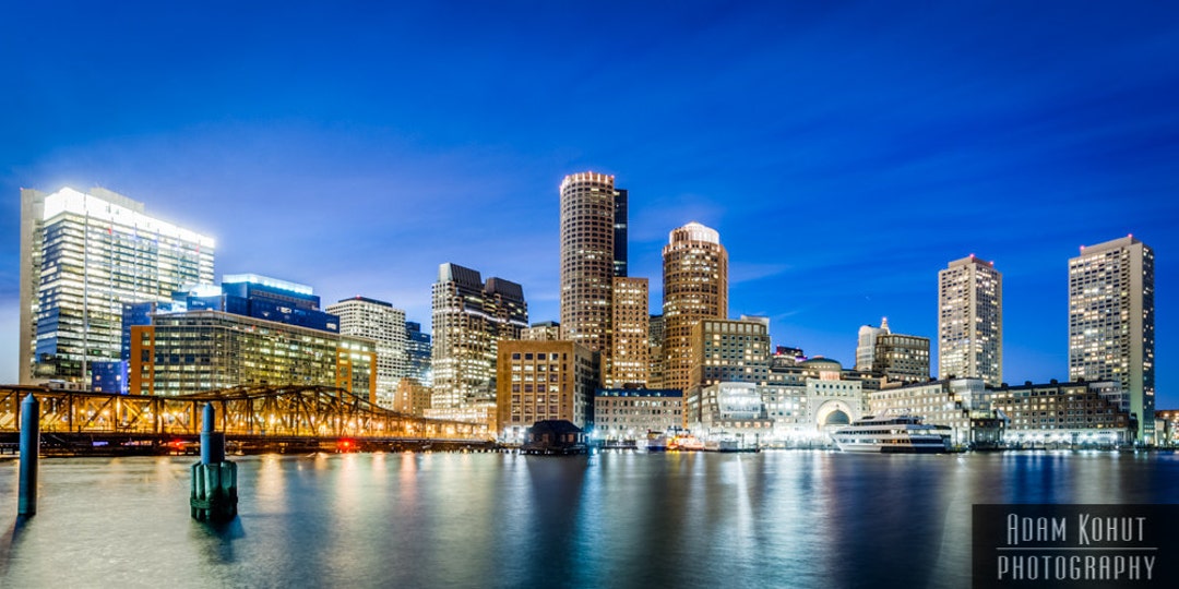 Boston Massachusetts Skyline - Landscape Cityscape Photo Print 12x24 ...