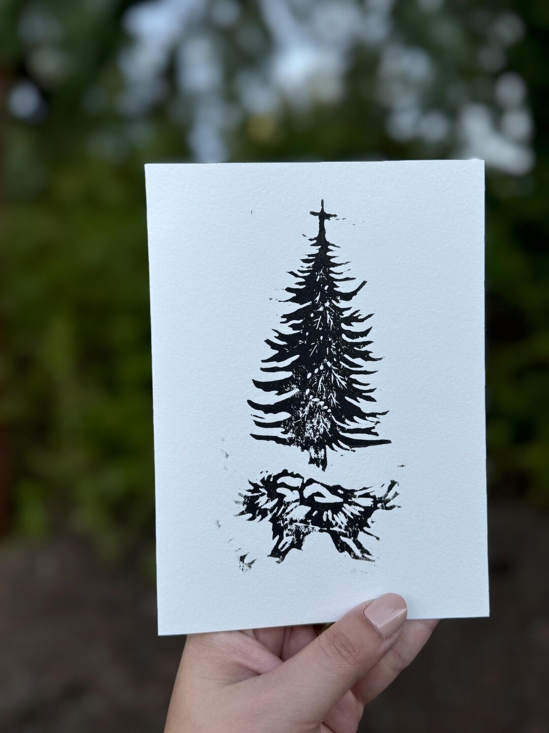 Nativity Linocut Card - Etsy