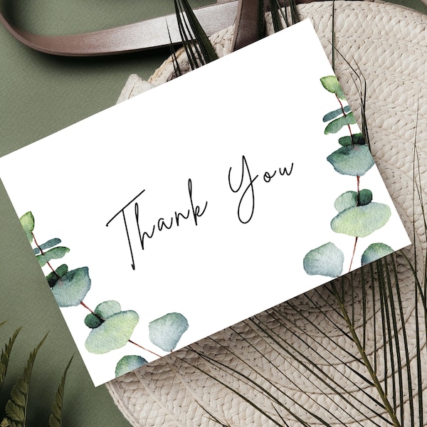 Eucalyptus Thank You Card Printable - Etsy