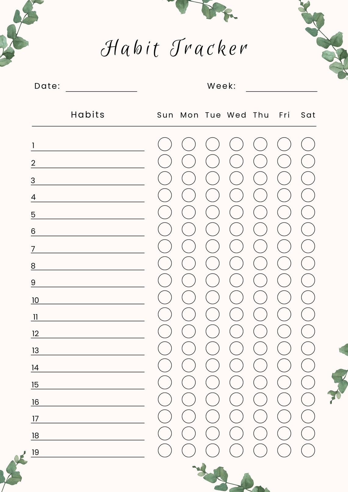 Weekly Habit Tracker Printable - Etsy