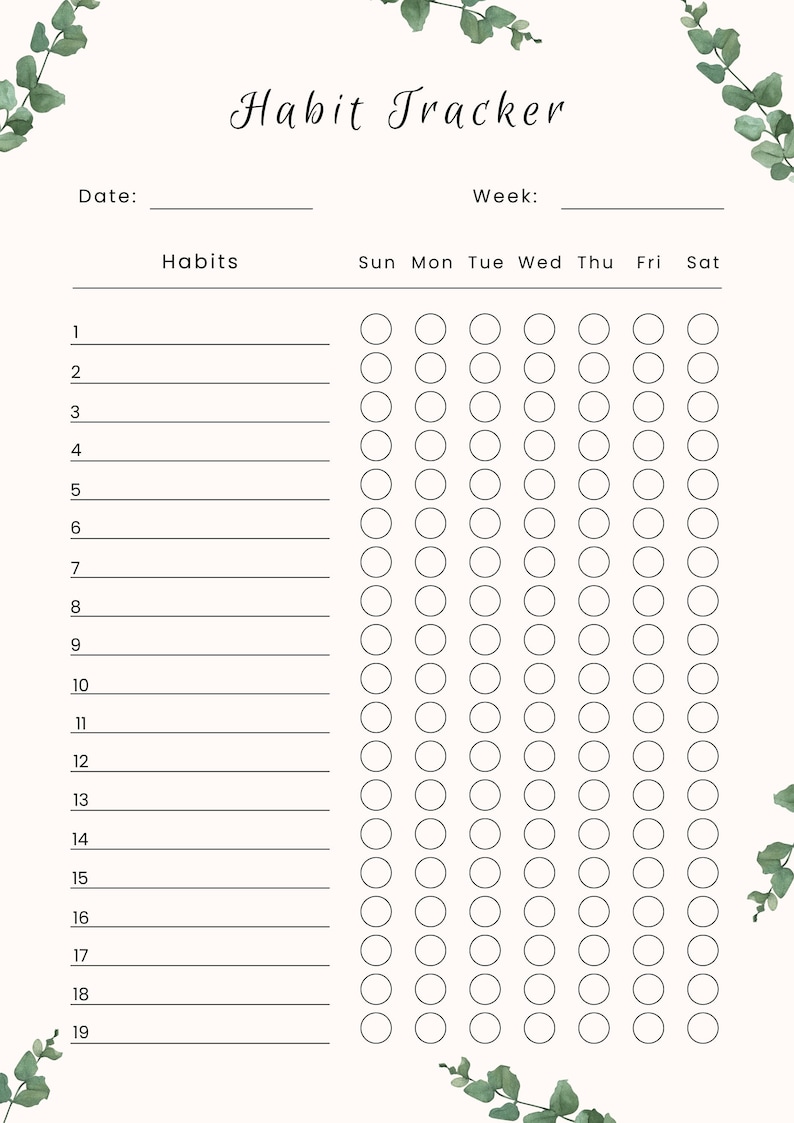 Weekly Habit Tracker Printable - Etsy