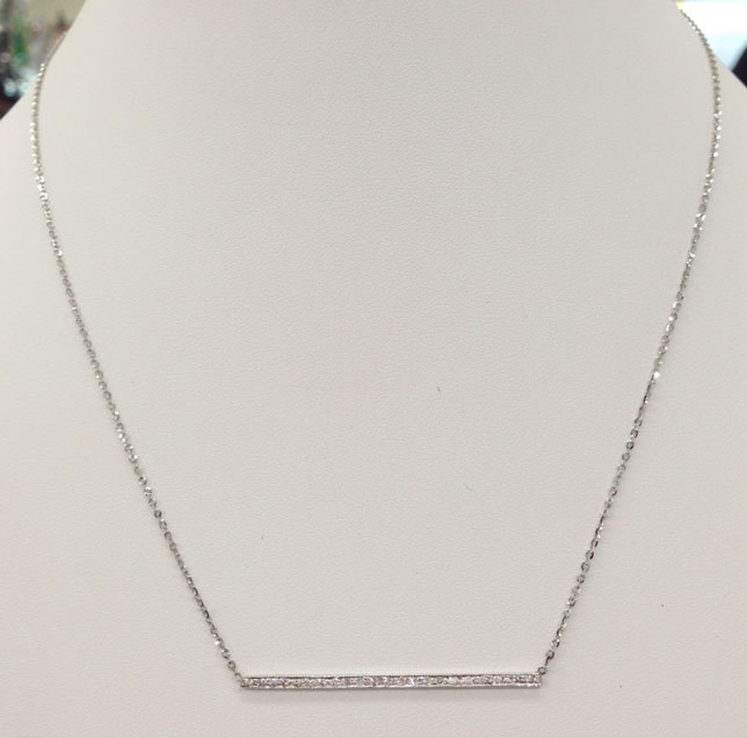 14K Gold Diamond 2" Bar Necklace 6J7898 - Etsy