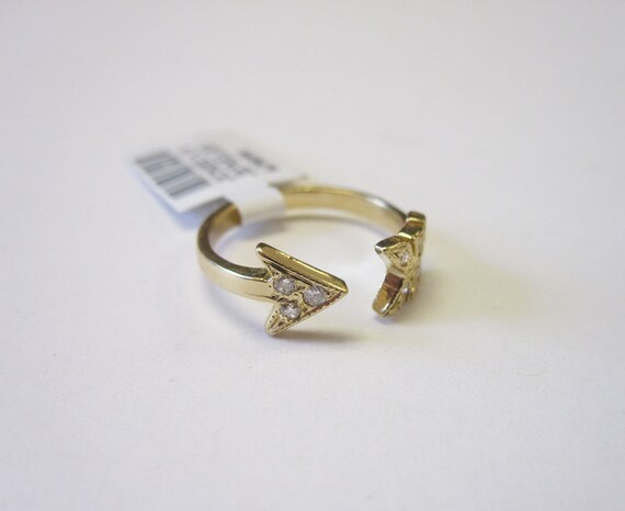 Diamond 14K Gold Adjustable Arrow Fashion Ring Knuckle Ring - Etsy