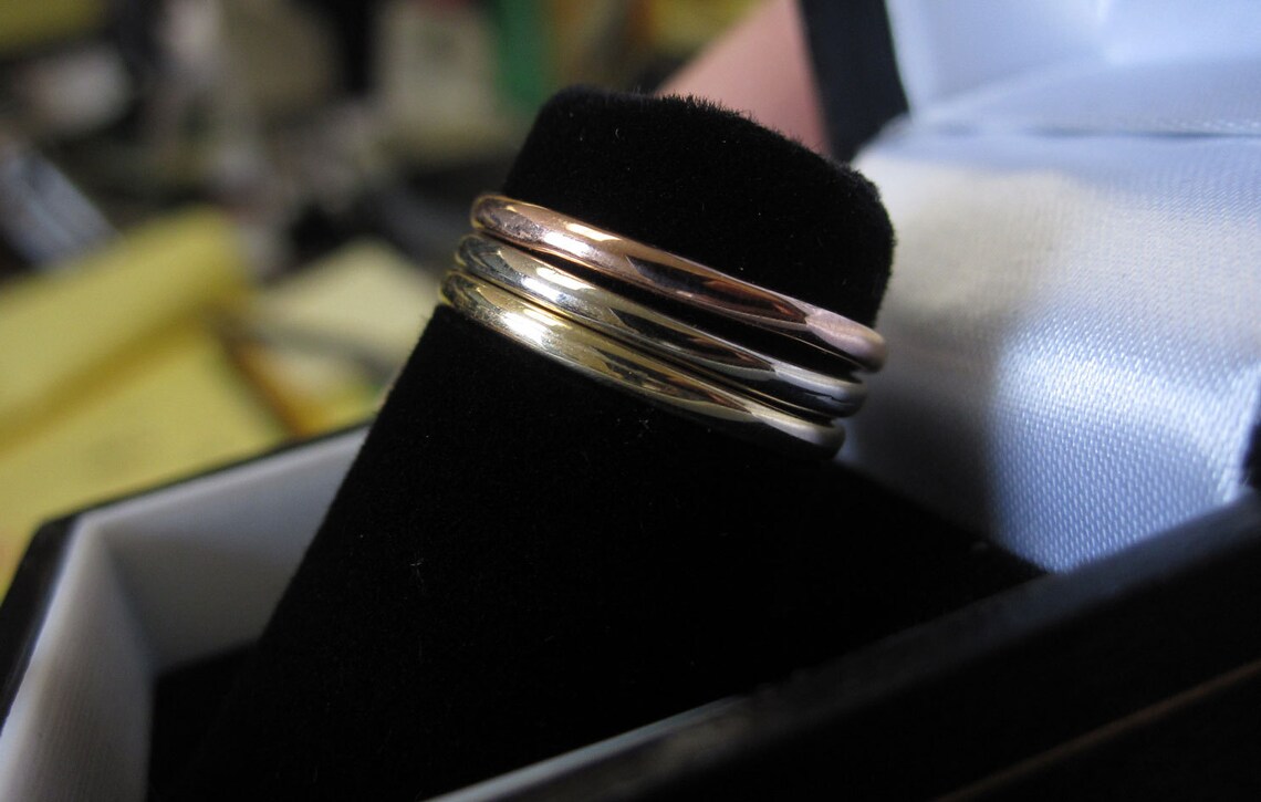 3 Tri-color Gold Rings 14K Yellow Gold 14K White Gold 14K - Etsy
