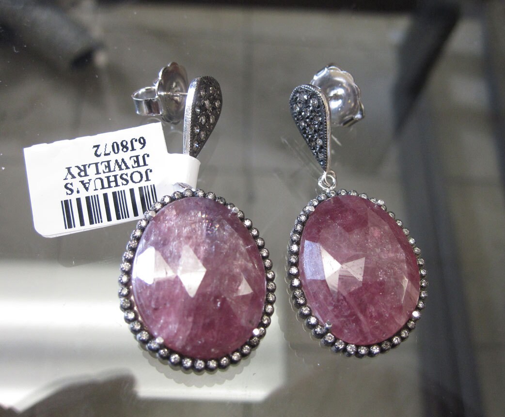 14K Gold Handmade Diamond & Ruby Matching Push-back Earrings Vintage ...