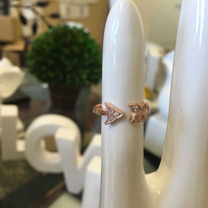 Diamond 14K Gold Adjustable Arrow Fashion Ring, Knuckle Ring, Pinky ...