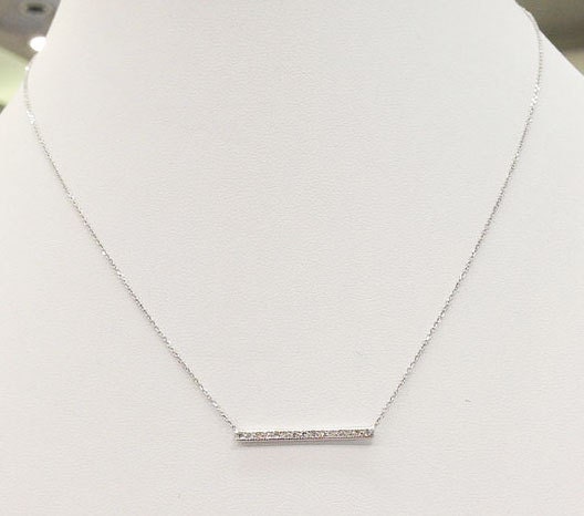 14K Gold Diamond 1" Bar Necklace 6J7896 - Etsy