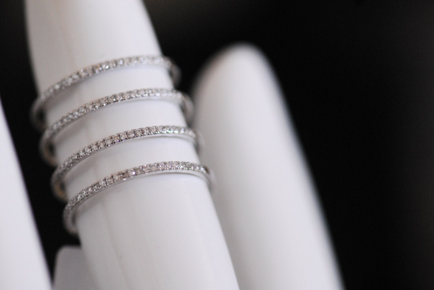 14K Solid Gold Diamond Four Band Ring SR8156 - Etsy UK