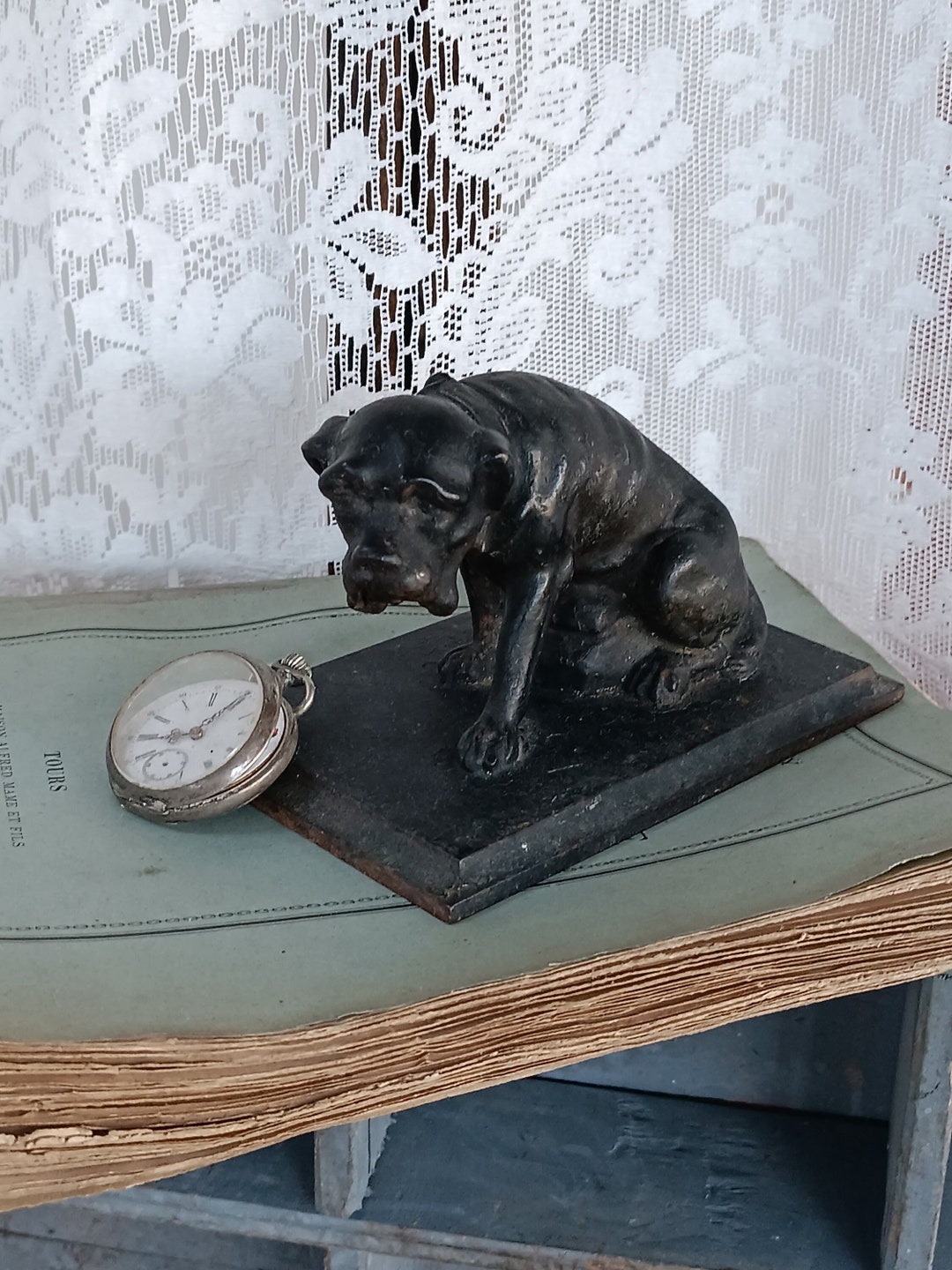 Antique Cast Metal Dog Sculpture, Mastiff, Vintage Home Decor - Etsy