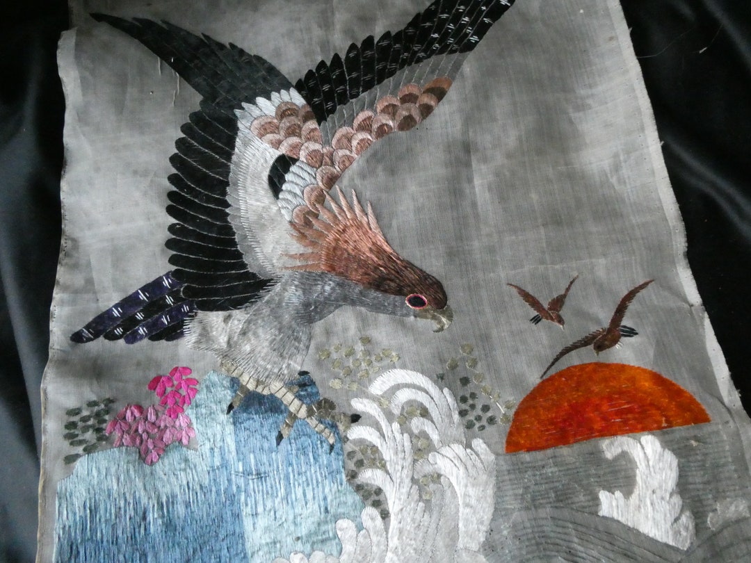 Vintage 1920's Chinese Eagle Embroidery Silk Thread on - Etsy