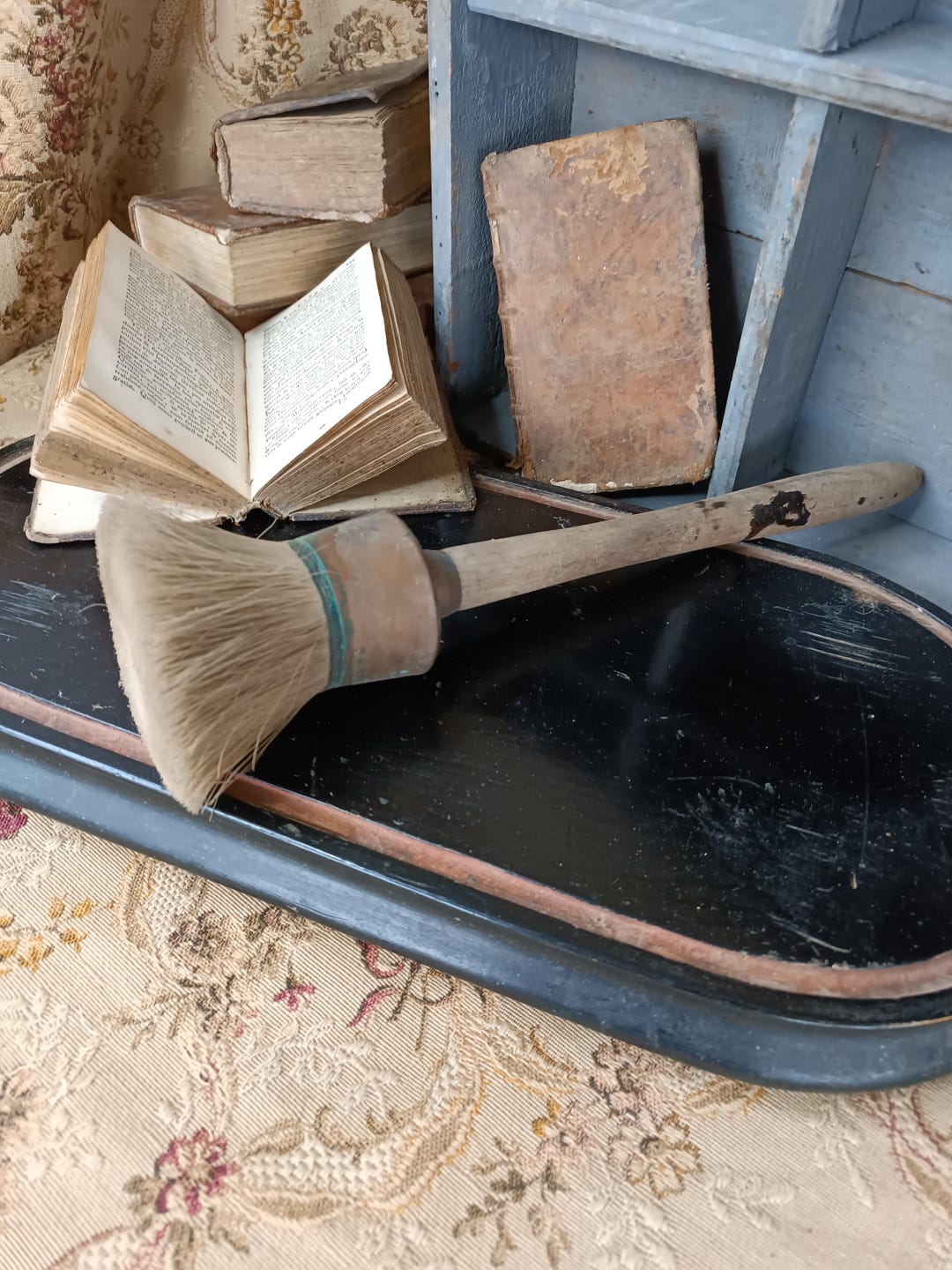 Vintage French Large Round Paintbrush With Copper Neck, Natural ...