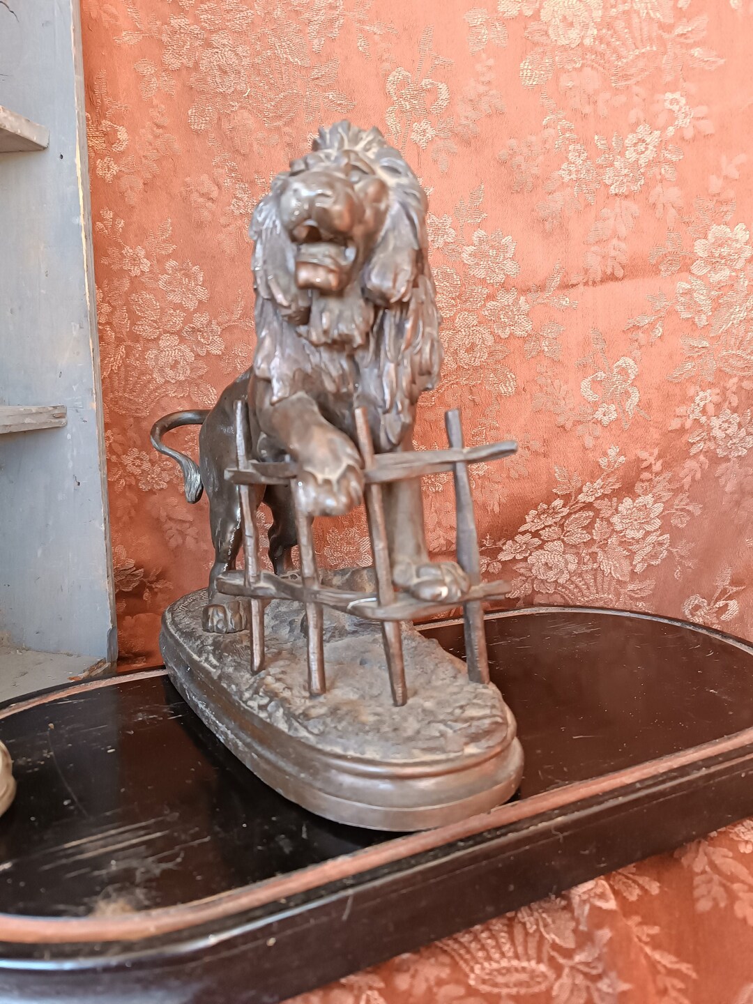 Antique Lion at Gate Sculpture by Lecourtier - Etsy