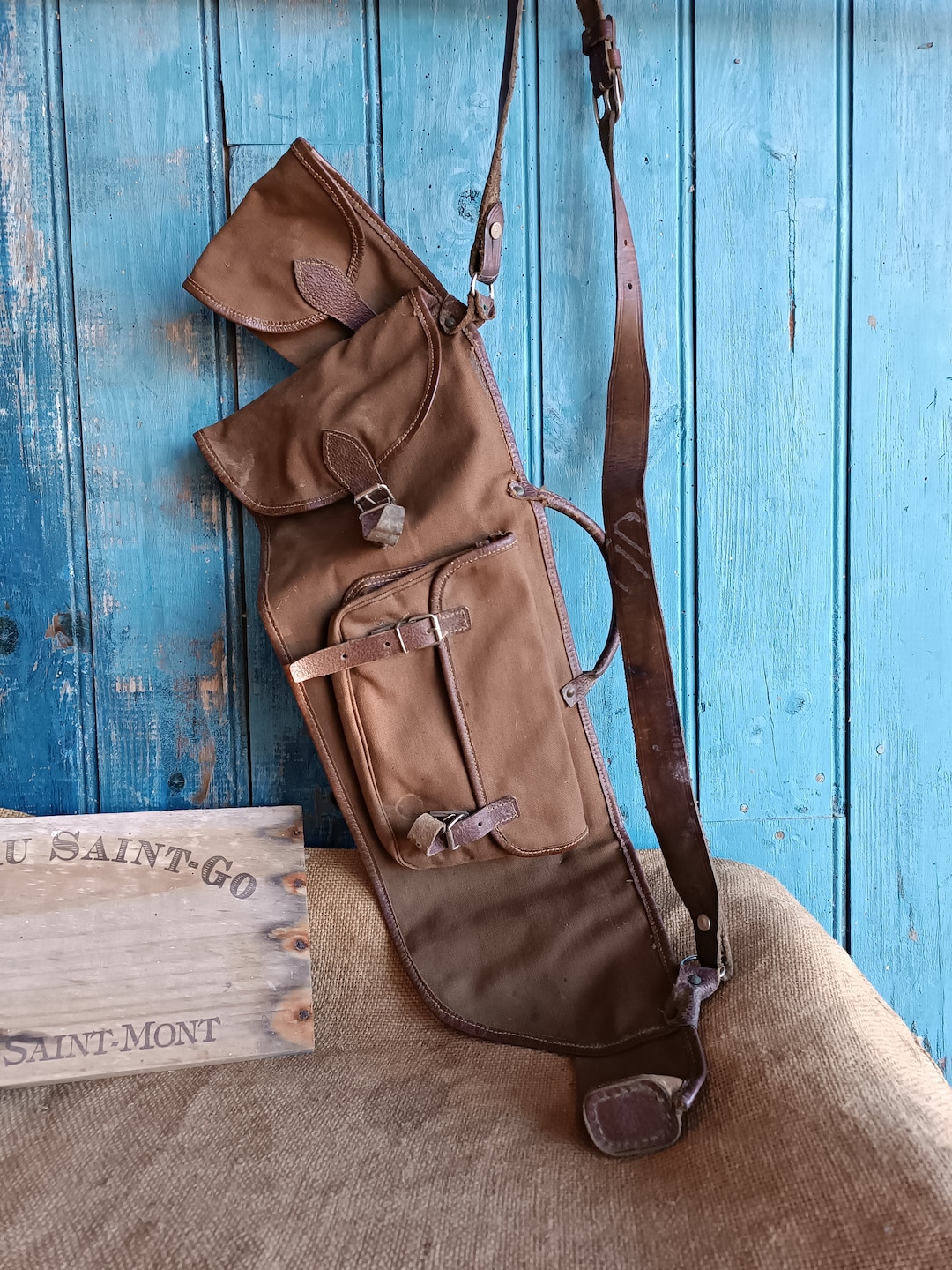 Vintage Cloth and Leather Hunter's Gun Case, Man Cave Decor - Etsy